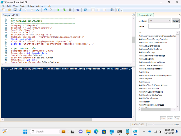 Using ProgramData to store Win32 Apps Logs